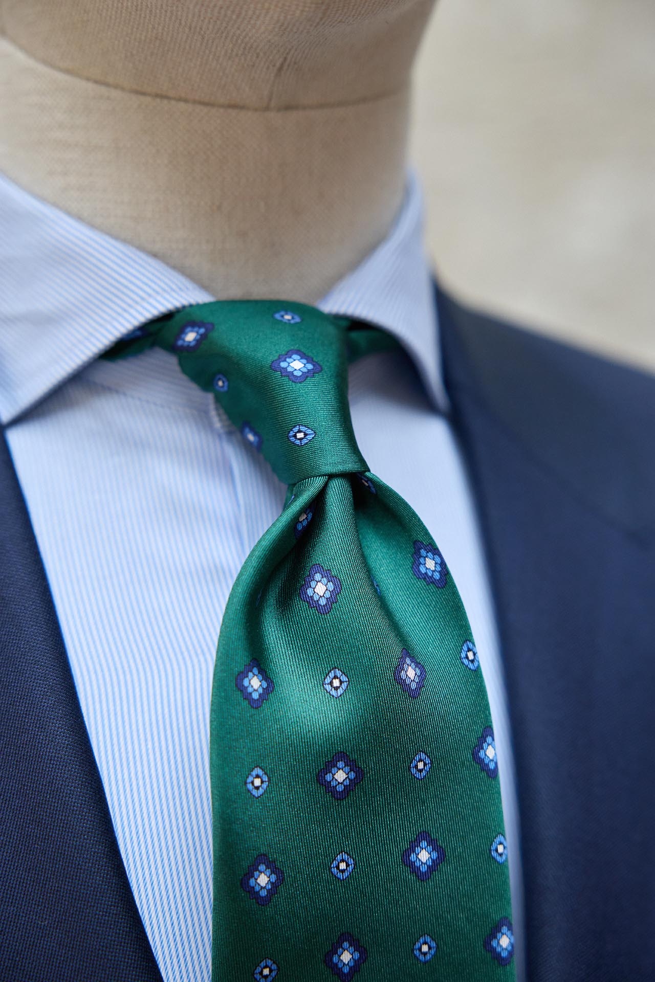 Old Jeffrey | Corbata Napoli Seda Verde Botella Geométricas Marino ...